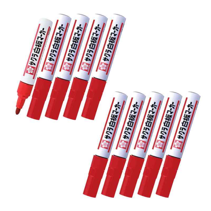 サクラクレパス ホワイトボードマーカー 中字 赤 10本 WBK#19-10【特長1】特殊インキを使用した白板専用マーカー【特長2】鮮明に書け、消去性にも優れ簡単に消せる【特長3】インキ補充可能／補充用インキ：HWBKケトン【インキ】油性ケ...