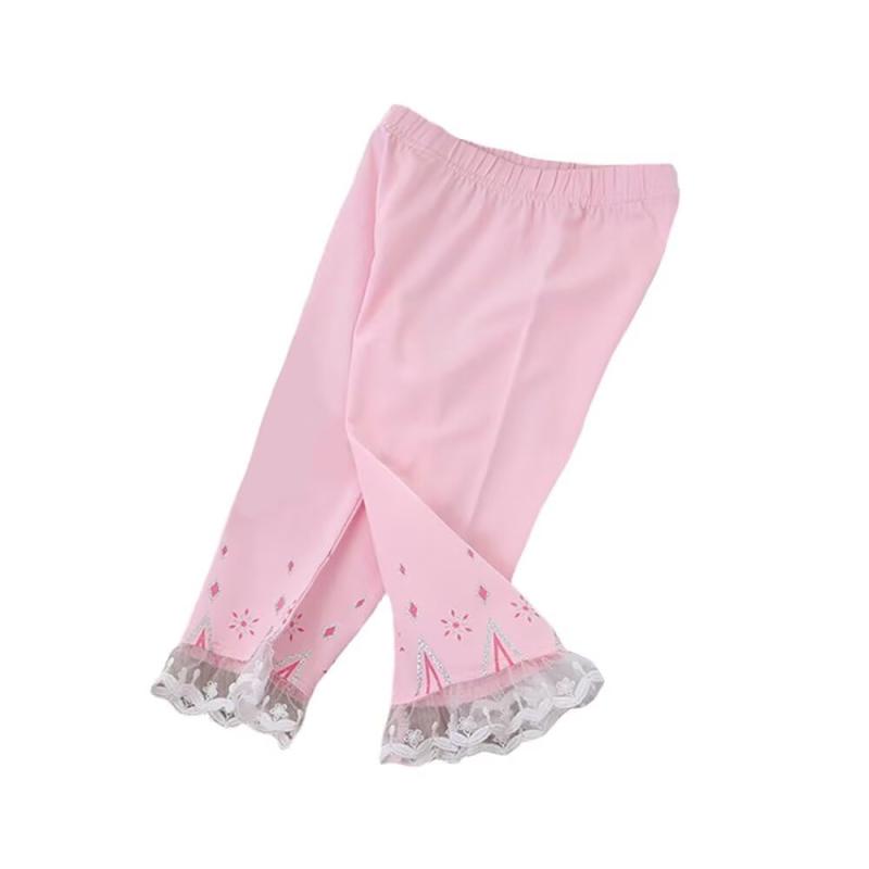 [FEIFEISISTER] レギンス 子供 キッズ 女の子 7分丈 春夏秋 通気性 伸縮性 お姫様 プリンセス 柔らかい レース かわいい ガールズ 100 110 120 130 140【サイズ】100/110/120/130/140。...