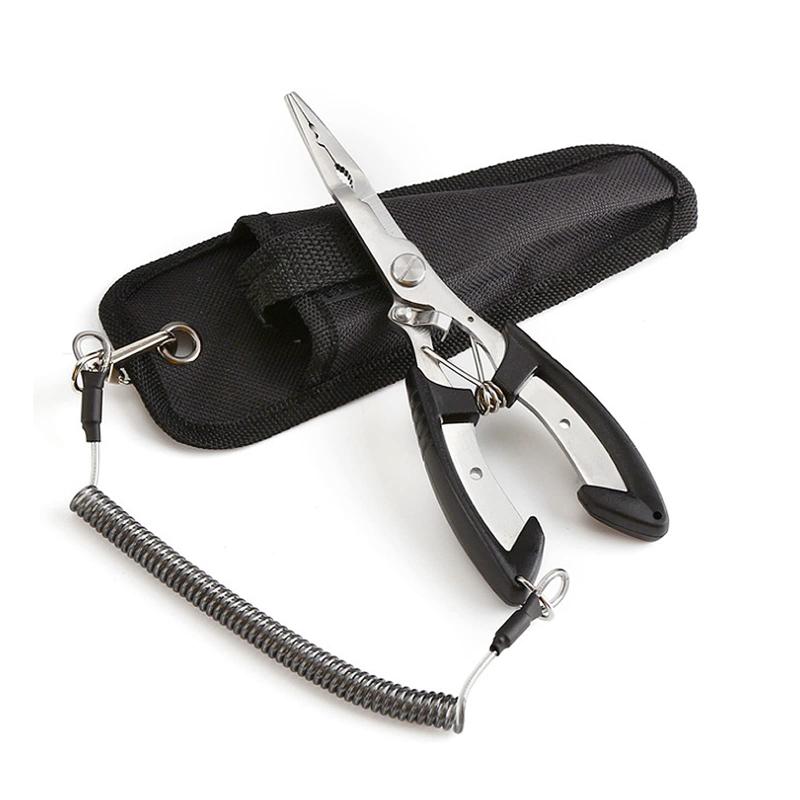 釣りペンチ フィッシングプライヤー 釣具 ブラック ステンレス製 釣り用 釣り具 多機能