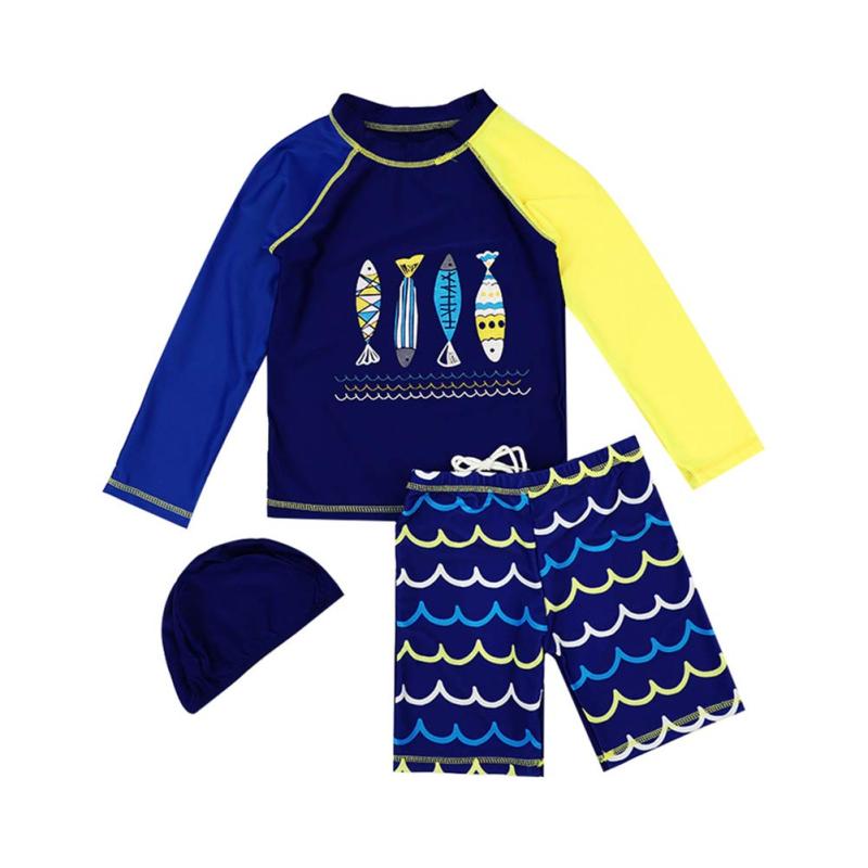 [Ymgot] キッズ 水着 男の子 ラッシュガード 子供 水着 長袖 3点セット スイムウェア UVカット【セット内容】半袖ラッシュガード ショートパンツ スイムキャップ触りのよい柔らかい生地を使用。弾力があり、伸縮性に優れています,丁寧...