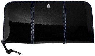 [パンテオン]PANTHEON 長財布 ラウンドファスナー/エナメル加工本牛革長財布 ブラック×ブルー レディース