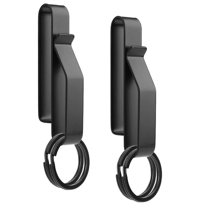 [LKCCTK] ベルトキーホルダー ステンレス製 2個セット 取り外し可能 防紛失 車の鍵・家の鍵用 キークリップ/キーフック付き メンズ向け 耐久性 カラビナ式 ベルトループ対応 多機能キーホル【高品質ステンレス製】高炭素ステンレス鋼を...