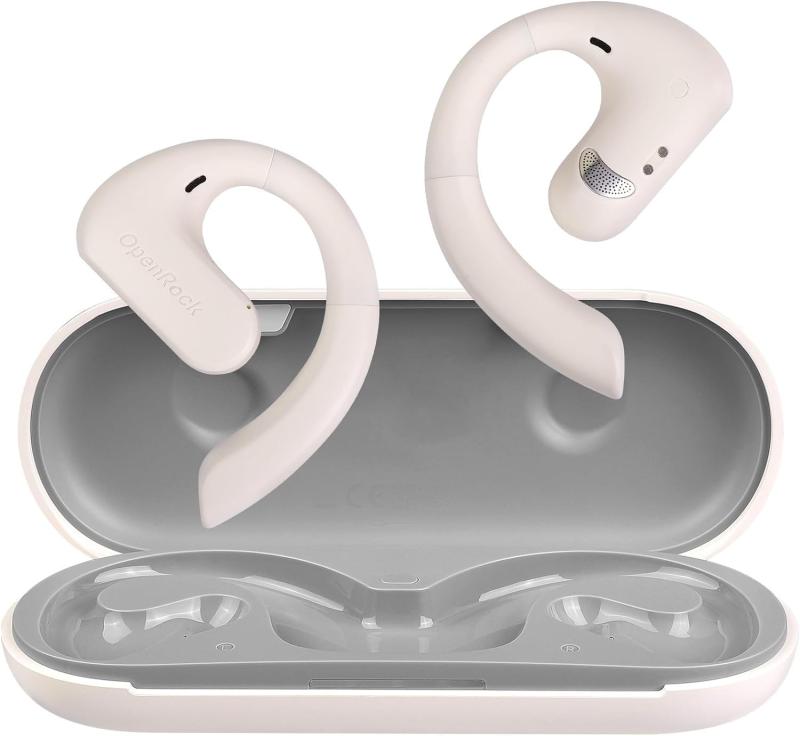 OpenRock S 完全ワイヤレスイヤホン 耳をふさがない 空気伝導型オープンイヤーイヤホン bluetooth5.3 マイク付き パワフルな低音 IPX5防水 最大60時間利用可能 急速充電対応 ながら聴き イヤホン快