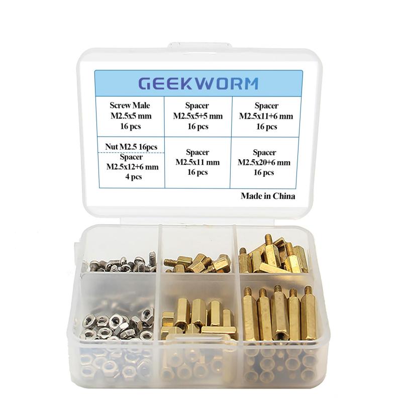Geekworm Raspberry pi インストールツール M2.5シリーズ 六角真鍮スペーサー + スタンドオフ + ナット + ネジを含み、 収納ケース入りのPi4B / 3B +/ 3B / Zero W用アクセサリーキット【適用...