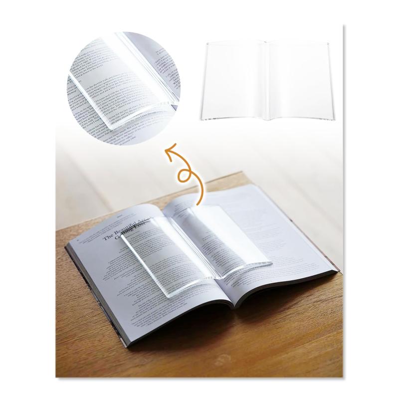 ブック ストッパー ウェイト アクリル 本 テキスト 楽譜 文鎮本を開いたまま　学校のノート 教科書や参考書、料理屋お菓子作りのレシピ本、パソコンでタイピング中の本や楽譜などの本を置いて手を離すと「本が閉じてしまう」問題。何度もページを押し...