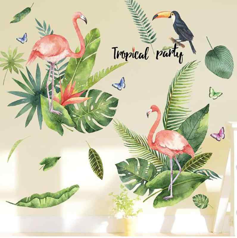 umely ウォールステッカー 夏 南国 シール 鳥 シンプル 植物 モンステラ 植物 ハワイ 模様替え ビーチ貼りはがしが簡単、ウォールシールで壁の装飾ができお部屋の模様替えが楽しく簡単に出来ます。取り外し可能な自己粘着PVC材料は、壁を...
