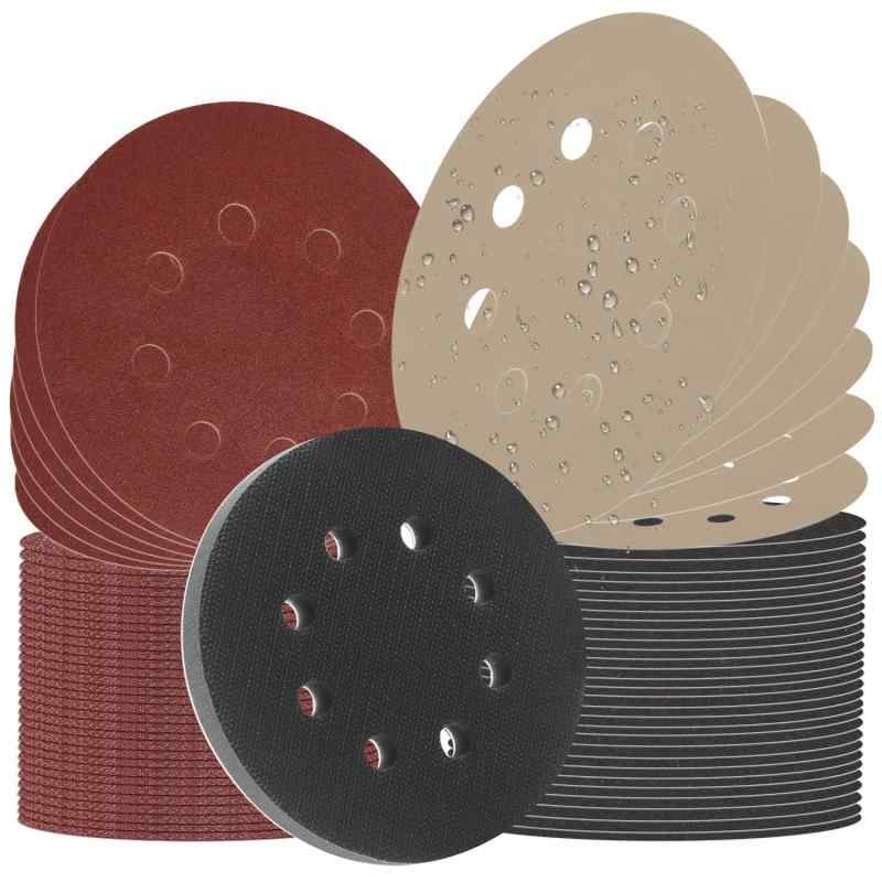MORLARCO ランダムサンダー ペーパー 125mm 耐水ペーパー セット サンダー ペーパー マジック式 8穴 サンディングペーパー 丸型 サンディングディスク 電動サンダー用 サンドペーパー 木工DIY作