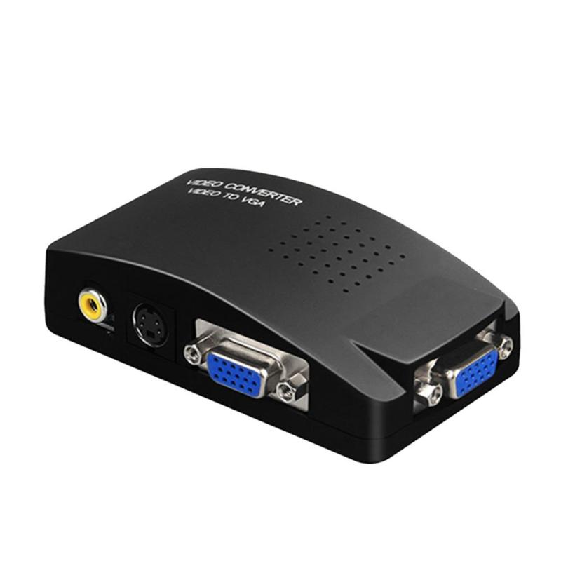 Usee VGA S-video RCA AV to VGA ビデオコンバーター CCTV VCD DVD PC to Laptop LCDテレビ TV モニター プロジェクター 黒VGA/S-video/RCA/AV to VGA変換器で...