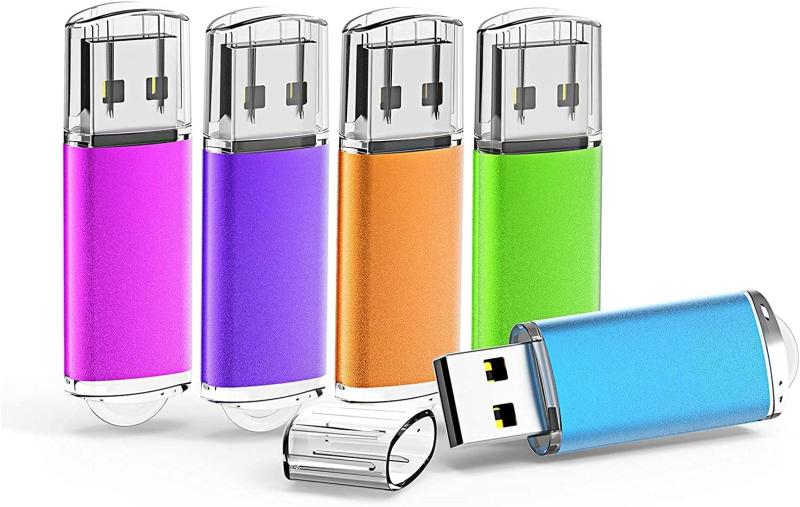 KOOTION USBメモリ5個/10個セット USB2.0 二年 マイクロUSB キャップ式 ストラップホール付き ラッシュドライブ フラッシュメモリ （五色：青、紫、緑、赤、オレンジ）
