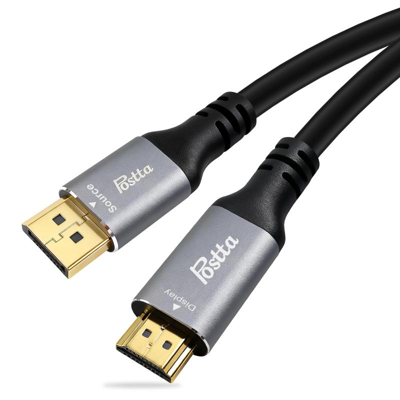 Postta DisplayPort-HDMI変換ケーブル 1.5M 4K@60Hz DP1.2/HDMI1.4 DP(PC) to HDMI(モニター/テレビ）単方向伝送 ディスプレイポート HDMI変換ケーブル【4K 超高解像度】：Di...