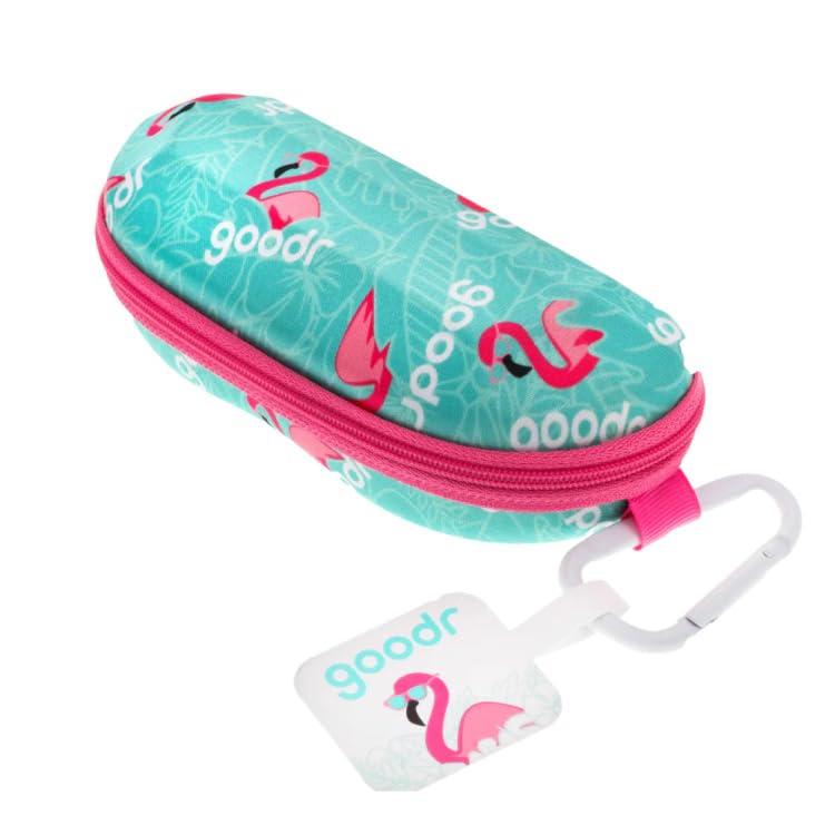 [goodr] グダー サングラスケース | ケース 収納 サングラス マイクロファイバー お手入れ 軽量 偏光 ランニング スポーツ 釣り 登山 マラソングダーを象徴するフラミンゴと、ティール×ピンクのカラーリングが眩しい、少し大きめのラ...
