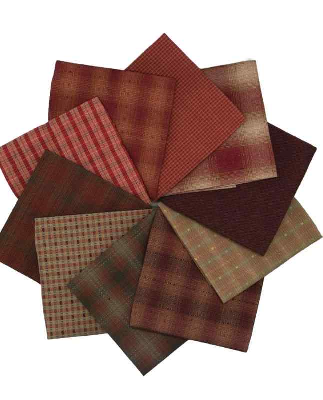 先染め生地10枚セット（1枚24cm x 26cm）【柴田明美セレクト】ハンカチサイズ10枚セット