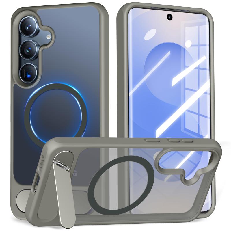 Galaxy S25 用 ケース Magnetic 対応 薄型 SC-51F SCG31 用 スタンド付き 隠しスタンド スタンド機能 耐衝撃 TPU+PC ギャラクシーs25 用 ケース 半透明感 マグネット搭載 マグセーフ対応 軽量 一...