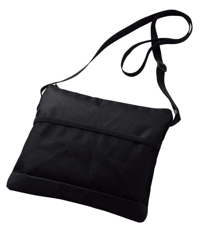 サコッシュ 黒 ブラック シンプルな肩掛け ショルダーバッグ 薄型 メンズ レディース 小さめ 斜めがけ 散歩 ウォーキング 薄手 外ポケットサイクリング ウォーキング 犬の散歩 肩かけ可能なので両手が自由 ちょっとしたお出かけに活躍薄手で...