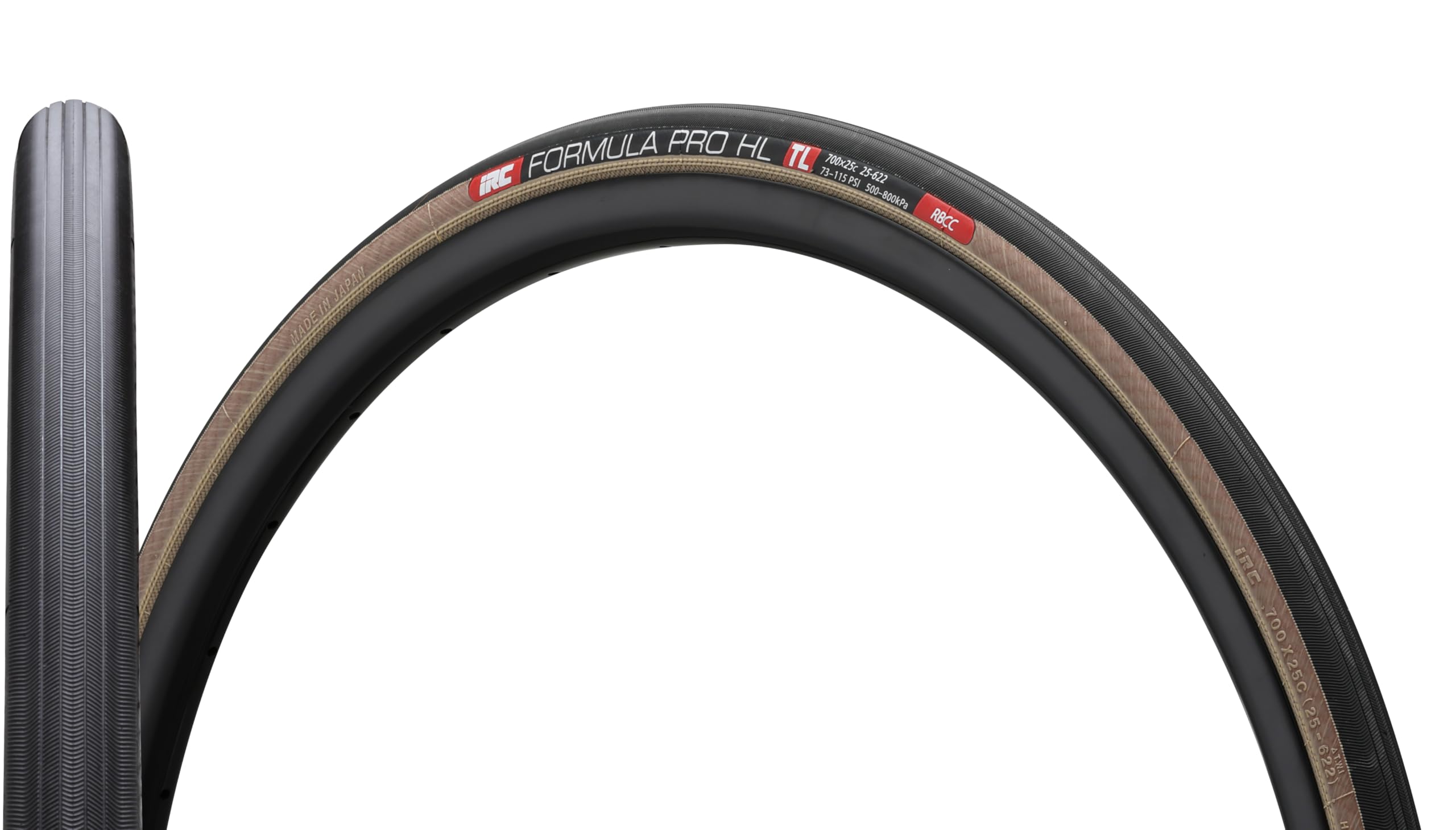 サイズ：700×25C。ビード：フォールディング。空気圧：500-800kPa (73-115 PSI)。重量：275g。フックレスリムにも対応。オールマイティに使えるチューブレスタイヤ。日本製IRC 自転車 タイヤ FORMULA PRO...
