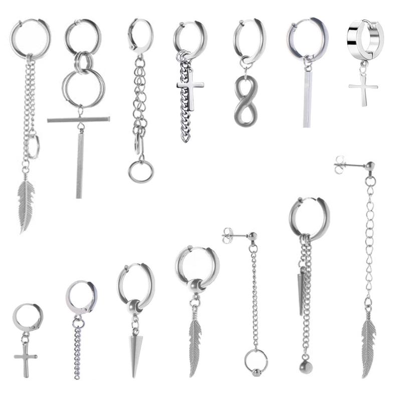 14種 チェーン ピアスメンズ レディース 片耳 フープリング18G 人気 揺れるピアス bts イヤリング片耳ピアス フープピアス メンズピアス ピアスチェーンシルバー 韓国 ファッション earring 揺