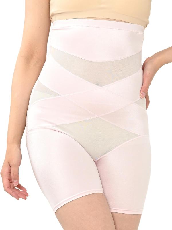 [JANJAM] 大きいサイズ レディース ガードルショーツ クロス シースルー ハイウエスト 補正下着 インナーお腹・太もも・ヒップの広範囲を引き締める3分丈ガードル。姿勢もピーンと正しくなるハイウエストデザイン。穿いてるだけで美シルエッ...
