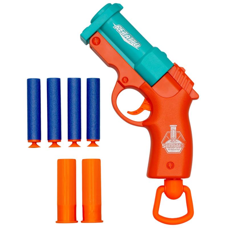 オンダ(Onda) ペタットシューター トイガン スポンジ弾 4発 吸着 リロード式 装填 カートリッジ 飛び出す 2色 【色指定不可】 射的 的当て 室内 3歳以上的や壁にくっつく吸着タイプのスポンジ弾を装填して発射本体サイズ:(約)W1...