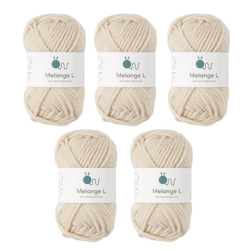 原ウール knitworm 毛糸 5玉セット Melange L メランジ極太 極太 30g(45m) ウール60％ アクリル40％複数色の「わた」をブレンドして色に深みを出す、「トップ染め」という染め方をした糸です。単なる糸染めに比べてナ...