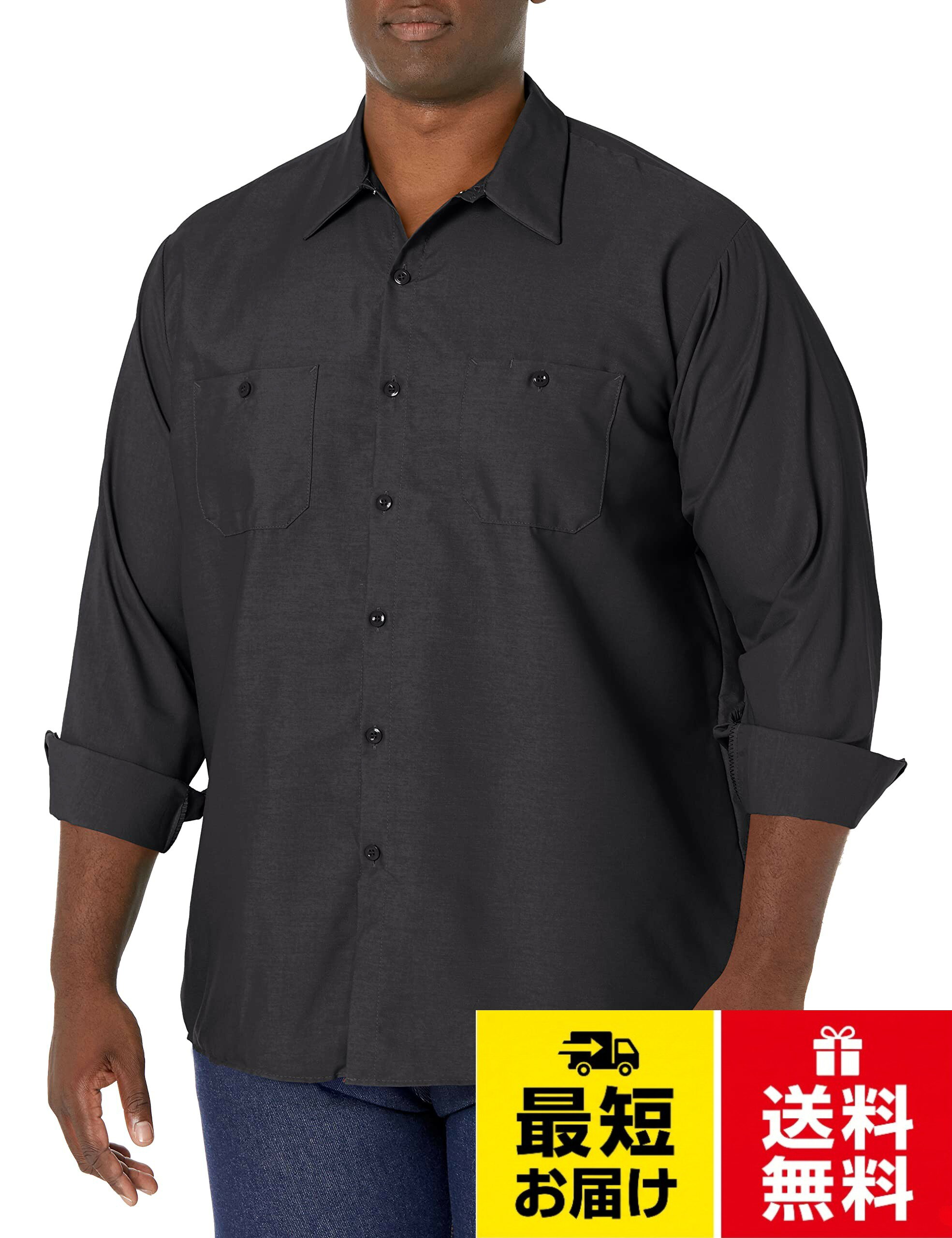 RED KAP LONG SLEEVE WORK SHIRT(レッドキャップ長袖ワークシャツ) (Mサイズ, BK（ブラック）) / 作業服 / M