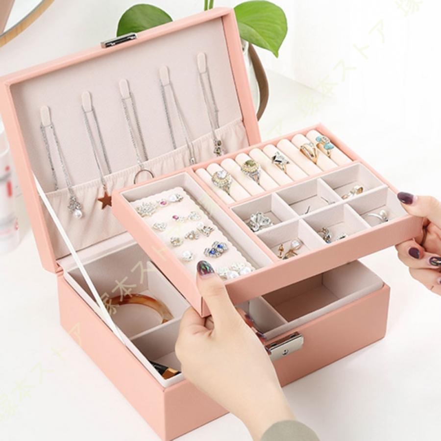 ♪サイズ♪：カラー1カラー4（23*17*8.5cm） カラー5カラー9(23*17*9cm)♪材質♪：ジュエリーボックスはシンプルで優雅、表面はいい品質なPUレザーを採用し、防水で拭きやすい。♪外観♪：このジュエリーボックスはほとんどのス...