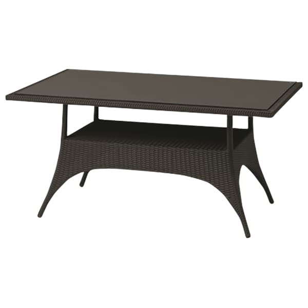 商品詳細（サイズ）■天板：ガラス■材質：PE（ポリエチレンコード） AL（アルミ）■機能：屋外使用可能■サイズ：W1500×D905×H720■補足：完成品／屋外使用可能北海道、沖縄、離島及び中継を伴う場合は、追加送料が必要ですので別途ご案...