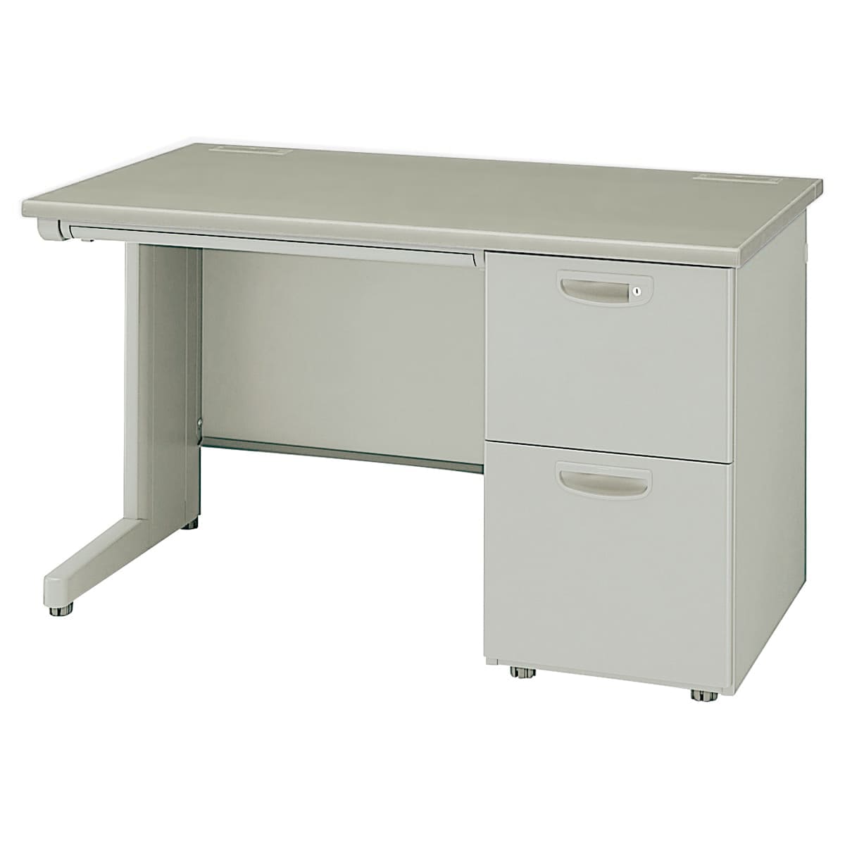 商品詳細（サイズ）■天板：メラミン化粧板　ABSエッジ■本体：スチール塗装仕上　アジャスター付■引出し：　　上段：A4　ダブルサスペンション　　下段：B4・A4　ダブルサスペンション■錠タイプ：インジケーターキー　オールロック機構■機能：ラ...