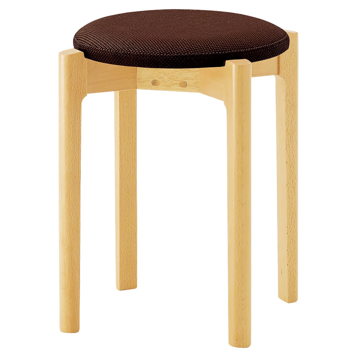 商品詳細（サイズ）■フレーム：ブナ無垢材■機能：スタッキング（床積5脚まで）■重量：2.7kg■備考：脚カット最大300mmまで可能■サイズ：W420×D420×H455■座面：φ350■補足：完成品／カラー選択／張地選択／スタッキング／脚...