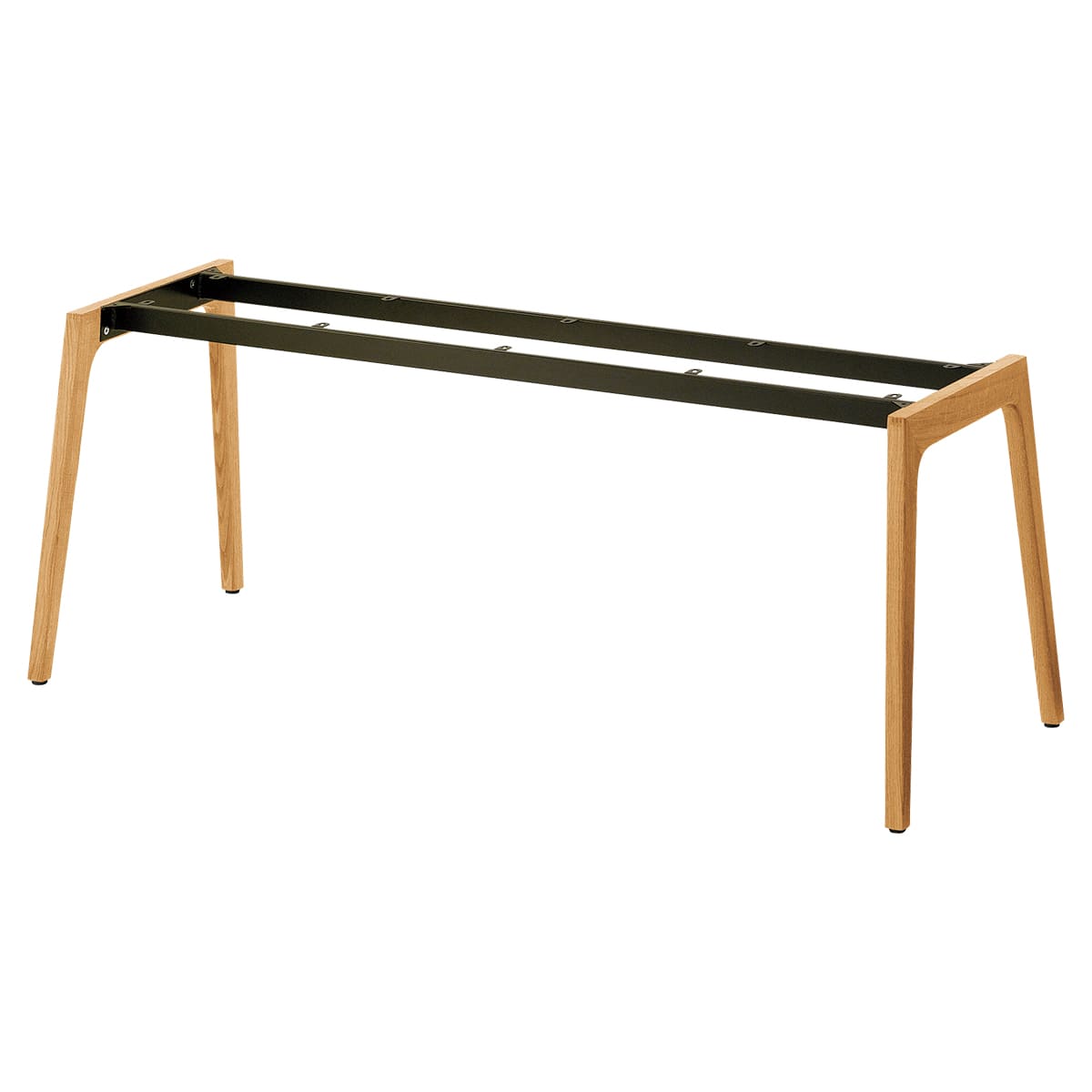 商品詳細（サイズ）■材質：　　フレーム： オーク無垢材（艶消し仕上）　　ステー：スチール粉体塗装（ブラック）■備考：アジャスター付■適合天板サイズ：W1800×D900■サイズ：W1760×D700×H670■脚間：W1690■補足：お客様...