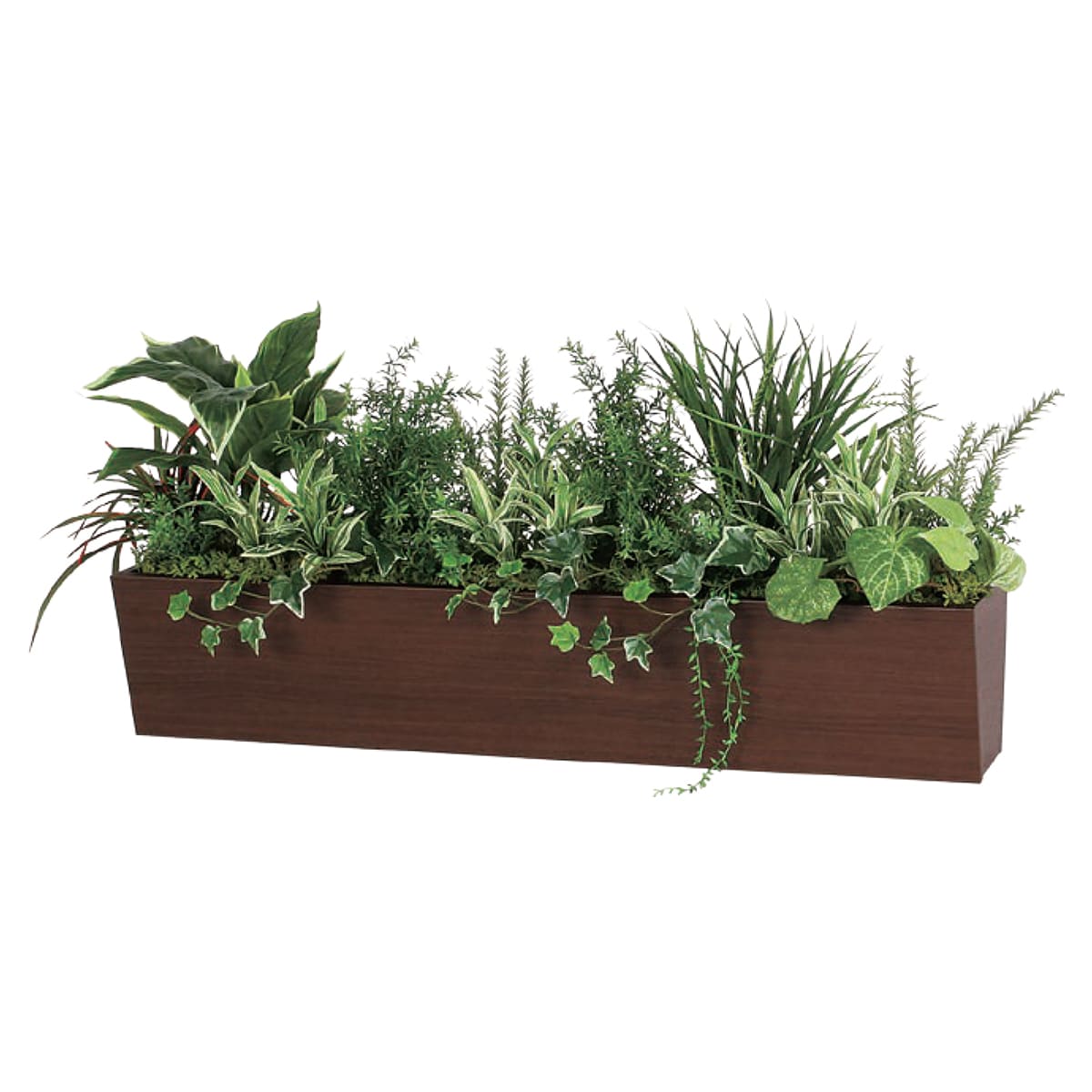 商品詳細（サイズ）■装飾：造花　5.5mmベニヤシート貼り　ハッポー■本体：木質ボード木目紙貼り■重量：5.5kg■サイズ：W1100×D450×H450■補足：完成品【注意事項】※寸法は葉の広げ方によって多少変化します。※壁取付時、施工が...