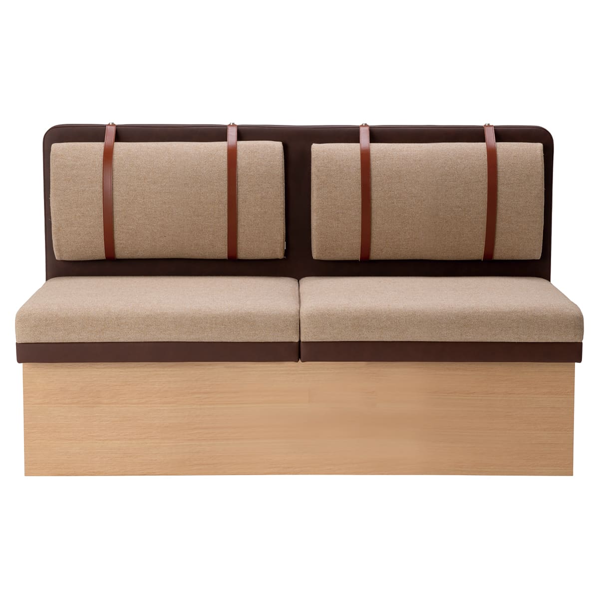 商品詳細（サイズ）■ベルト：本革■ベルト固定金具：パールニッケル■台輪：メラミン化粧板(ナチュラル)■機能：座下収納付■サイズ：W1400×D570×H850（SH450）■補足：完成品／カラー選択／張地選択／グリーン購入法適合【注意事項】...