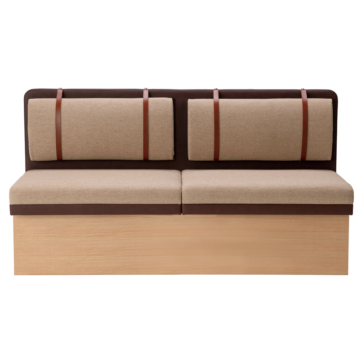 商品詳細（サイズ）■ベルト：本革■ベルト固定金具：パールニッケル■台輪：メラミン化粧板(ナチュラル)■機能：座下収納付■サイズ：W1600×D570×H850（SH450）■補足：完成品／カラー選択／張地選択／グリーン購入法適合【注意事項】...