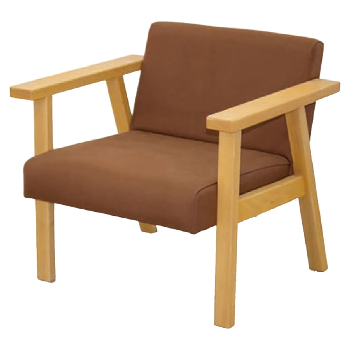 商品詳細（サイズ）■フレーム：ブナ材　ウレタン塗装■張地：布地（ブラウン）■サイズ：W670×D630×H650（SH380）■補足：完成品北海道、沖縄、離島及び中継を伴う場合は、追加送料が必要ですので別途ご案内致します。