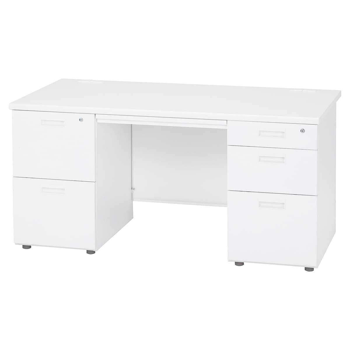 商品詳細（サイズ）■天板：30mm厚パーティクルボード　高圧メラミン■コードホール・取手：ABS樹脂■センター引出し：スチール粉体塗装　PP樹脂■袖箱本体・幕板：スチール粉体塗装■脚部：スチール粉体塗装　ABS樹脂■重量：67.2kg■サイ...