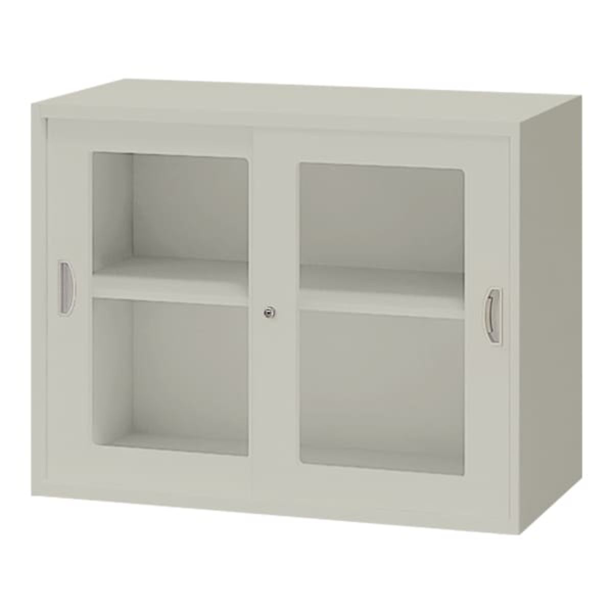 商品詳細（サイズ）■扉：飛散防止フィルム貼りガラス■錠タイプ：インジケーターキー■機能：扉ラッチ機構■付属品：棚板1枚■棚板耐荷重：等分布51kg■サイズ：W899×D450×H700■補足：お客様組立品／グリーン購入法適合【注意事項】※下...