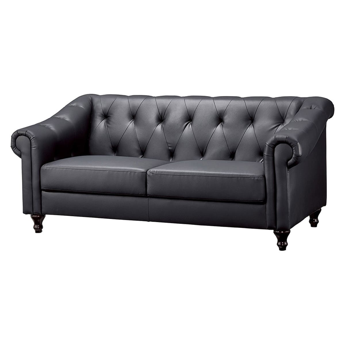 商品詳細（サイズ）■張地：合成レザー（ブラック）■肘　背表：絞り仕上げ■座部：Sバネ構造■脚部：天然木（ダークブラウン）■サイズ：W1750×D860×H750（SH430 AH610）■補足：お客様組立品北海道、沖縄、離島及び中継を伴う場...