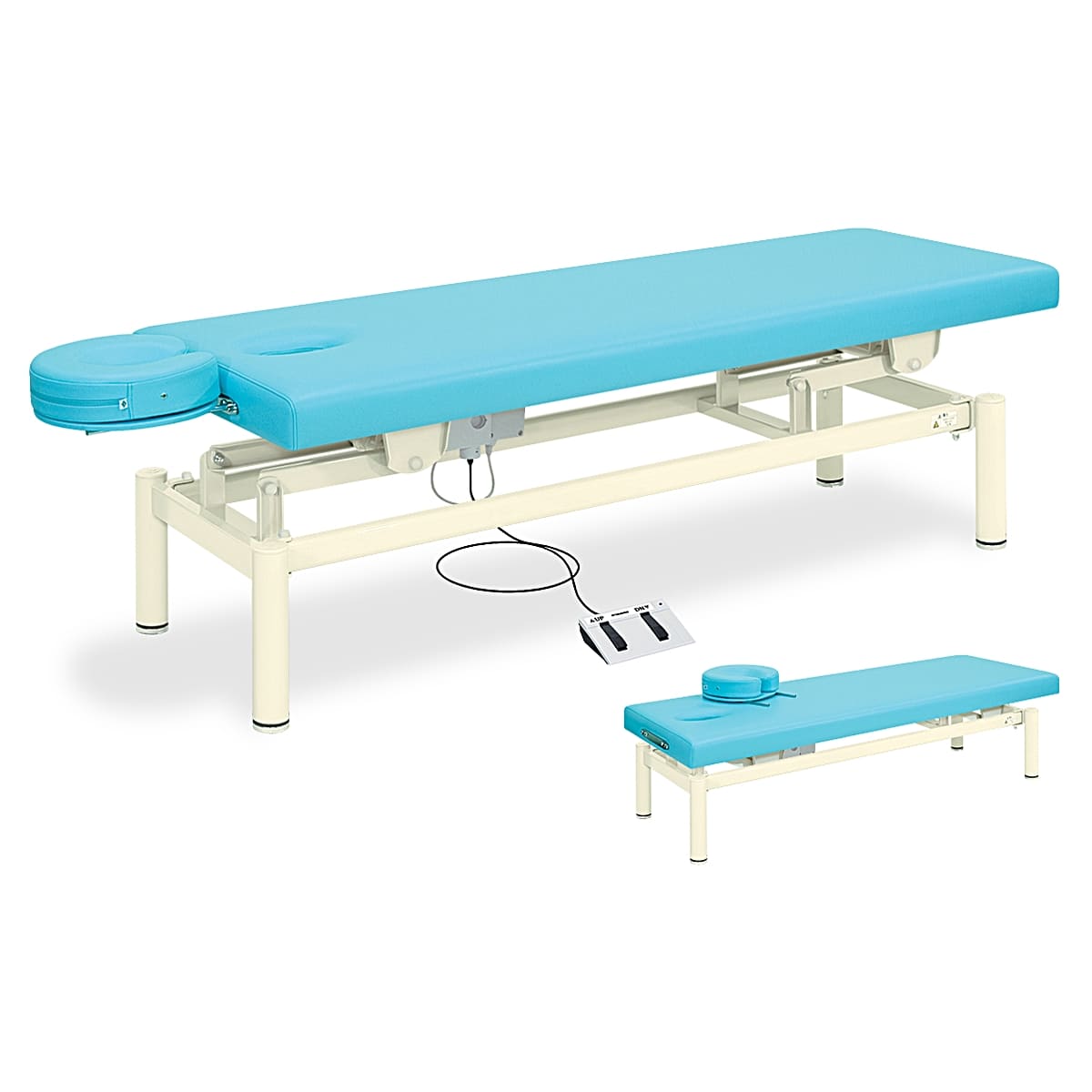 商品詳細（サイズ）■重量：約48kg■サイズ：W500～700×L1600～1800×H450～830■クッション厚：40mm（本体）■補足：お客様組立品／サイズ選択／張地選択／昇降タイプ【注意事項】※上記の長さに差込式フェイスマットの長さ...