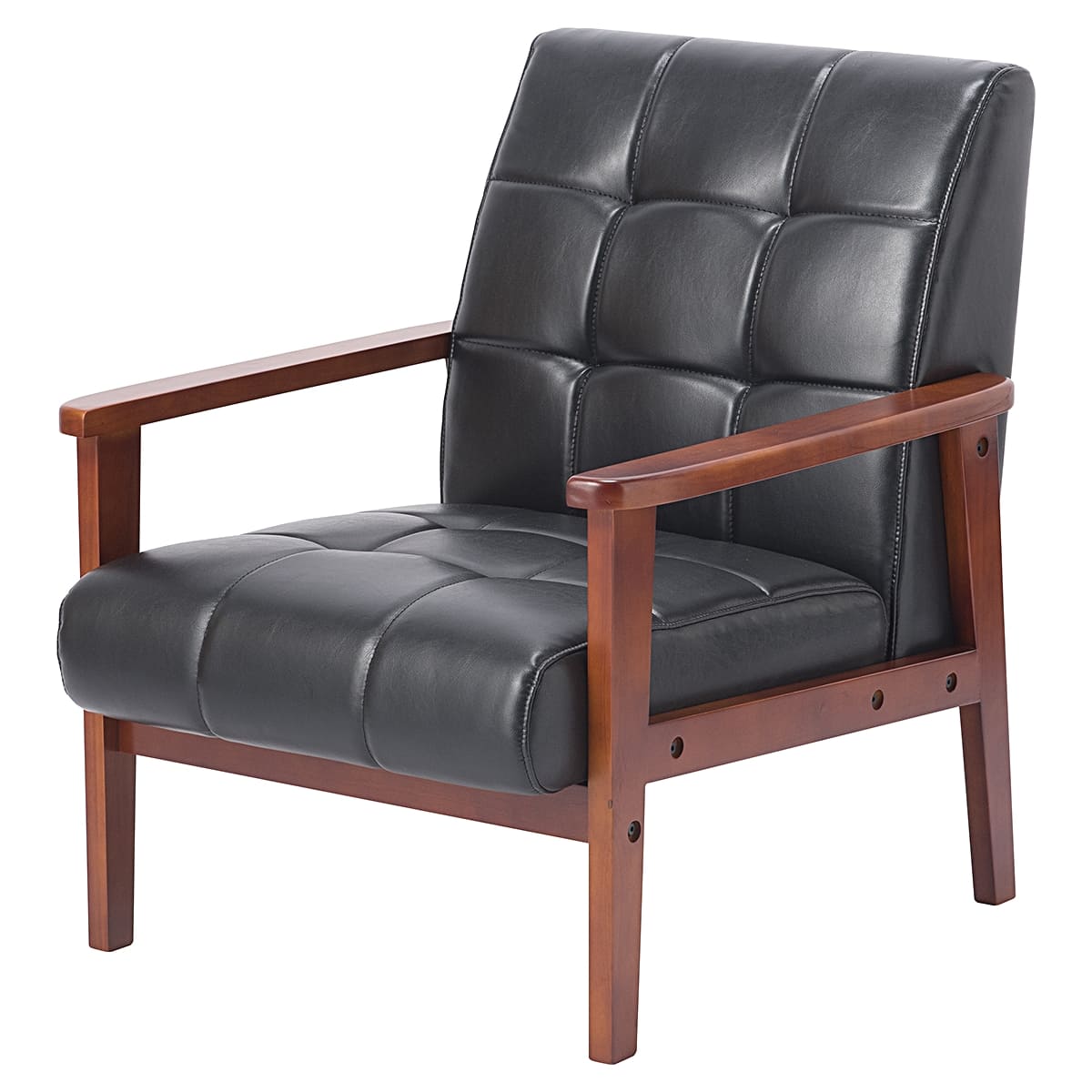 商品詳細（サイズ）■フレーム：天然木、ラッカー塗装■張地：合成レザー（ブラック）■内部：ウレタンフォーム■座構造：Sバネ、ウェービングテープ、合板（芯材）■重量：18.25kg■サイズ：W650×D780×H770（SH380 AH495）...