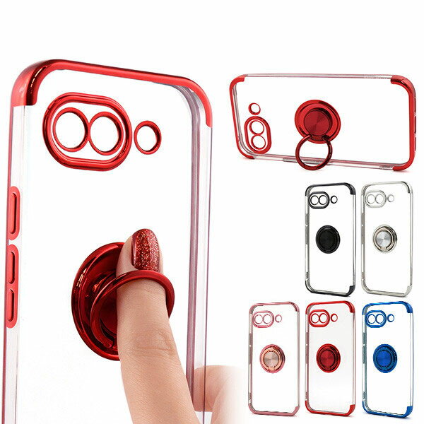 対応機種 Google Pixel 10a 落下防止用のスマホリングが付いた、メタルカラーバンパーソフトクリアケースです。 リングホルダーは360度回転可能でスタンドとしても使用できます。 背面はクリア、バンパー部分やフチはメタリックのケー...