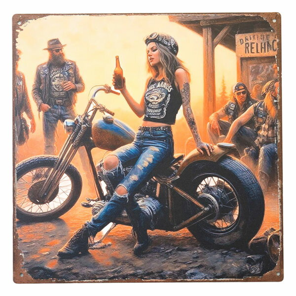 レトロな雰囲気を演出するのに最適なアイテムです。 アメリカン雑貨の魅力を持つこのプレートは、バイカーやガールズのデザインが特徴で、カフェやバー、ガレージなどの店舗にぴったりです。 アンティーク調の仕上げが施されており、壁掛けオブジェとしても...
