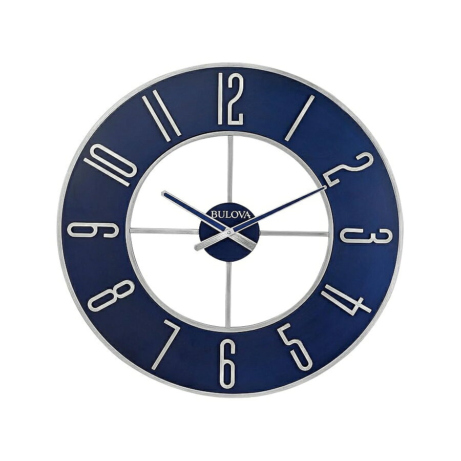 他の ブローバ はこちら Bulova Blue Steel Oversize Wall Clock |Model C4809, 27" Diameter | Sleek Silver and Blue Finish | Contempor...