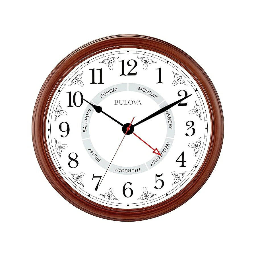 他の ブローバ はこちら Bulova Daily Wall Clock, Model C4804 | Brown Cherry Finish | Modern Design | Large Easy-to-Read Numerals | ...