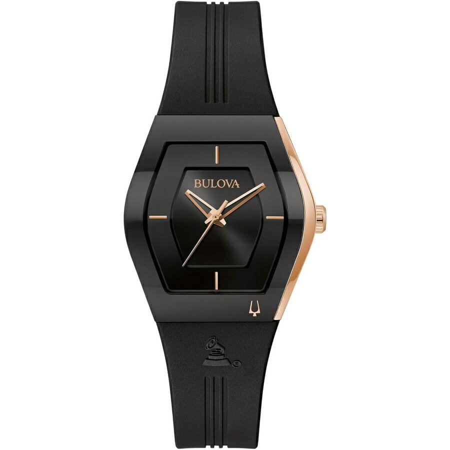 他の ブローバ はこちら Bulova Latin Grammy Gemini Quartz Rose Gold Stainless Steel Accent with Curved Mineral Crystal and Black Si...