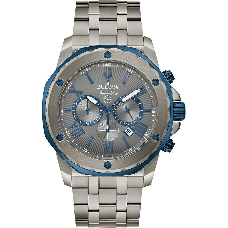 他の ブローバ はこちら Bulova Men's Marine Star 'Series A' Gray IP Stainless Steel with Blue Accents Chronograph Quartz Watch, 4mm...