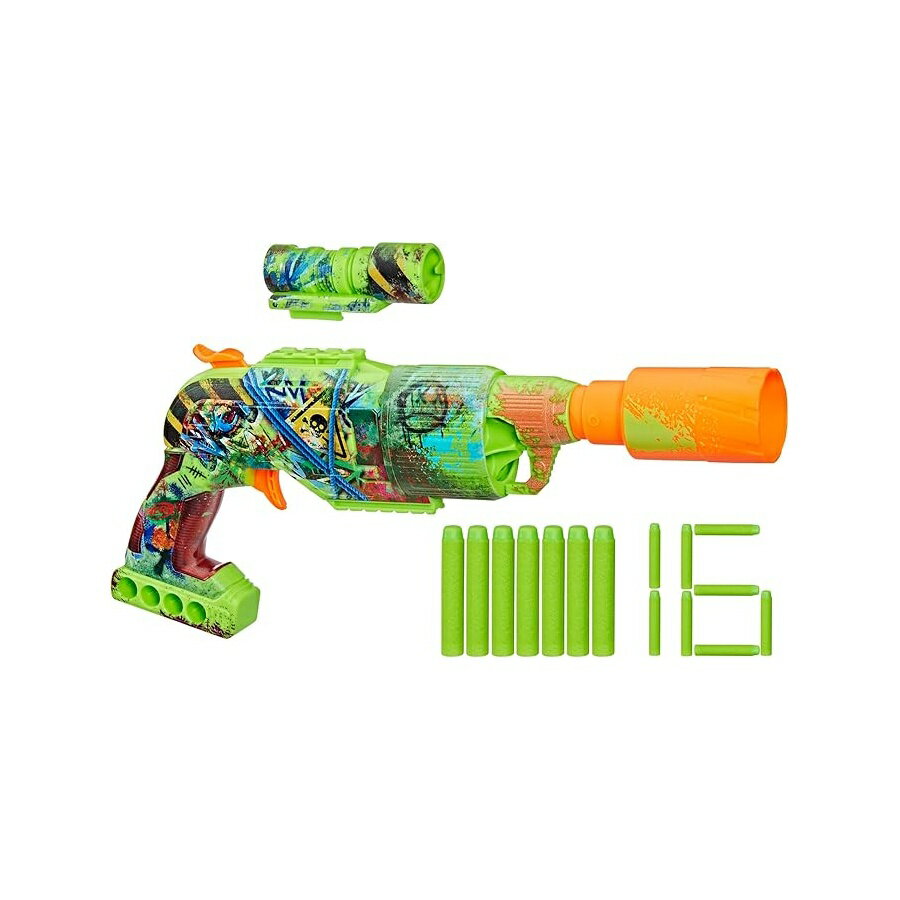 他の ナーフ はこちら NERF Zombie Driller Dart Blaster, 16 Nerf Elite Darts, Rotating 5 Dart Cylinder, Removable Scope, Outdoor Ga...