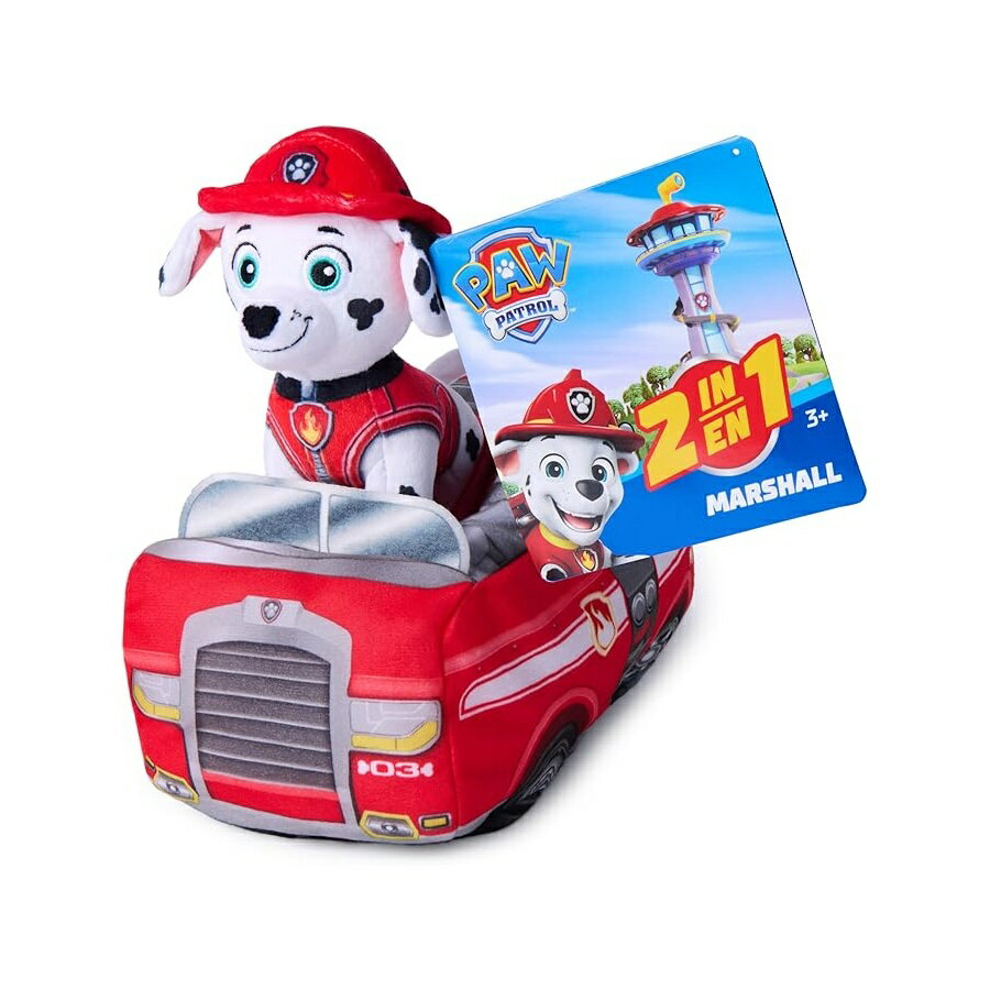 他の パウパトロール はこちら Paw Patrol Marshall 2-in-1 Vehicle Plush, 6-Inch Stuffed Animal with 8-Inch Plush Toy Firetruck, Kids To...