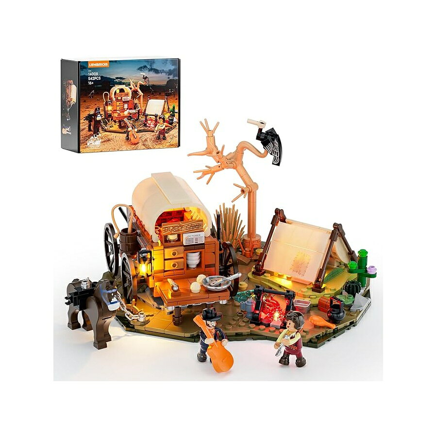 他の 人気商品 はこちら Lumibricks Cowboy Camp Lighting Building-Bricks Set - The Old West Shelter with Covered Wagon and Horse 542...