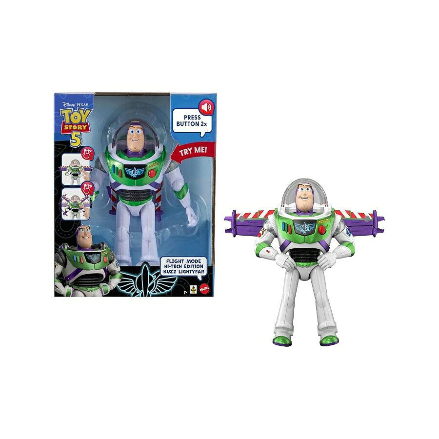 他の トイストーリー はこちら ?Mattel Disney and Pixar Toy Story 5 Flight Mode Hi-TechBuzz Lightyear | Movable Wing Activation, 12-inc...