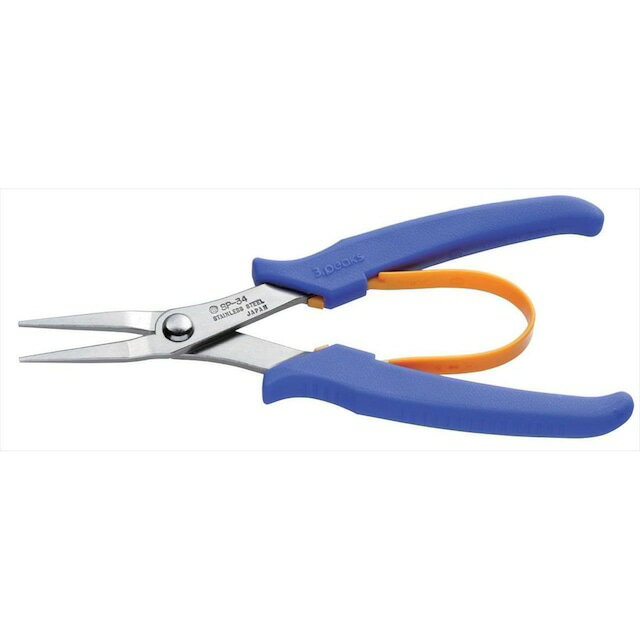 細く長い先端で、拾う・つまむ・並べる。曲げる、つかむ、ひっぱる。先端刻みなし。連続作業が楽なプラスチックバネ付。「ペンチは刃物である」THREE PEAKS GIKEN 製品3.peaks - 新潟、株式会社スリーピークス技研　カテゴリー　...