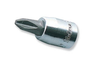 高いねじり強度、耐磨耗性と耐久性を備える、Ko-ken（コーケン）山下工業研究所製（日本製）のビットソケットです。先端形状、サイズとも豊富なバリエーションを用意しています。(+)プラスネジ用です。丸穴ではなく六角穴に圧入して耐久性を高めてい...